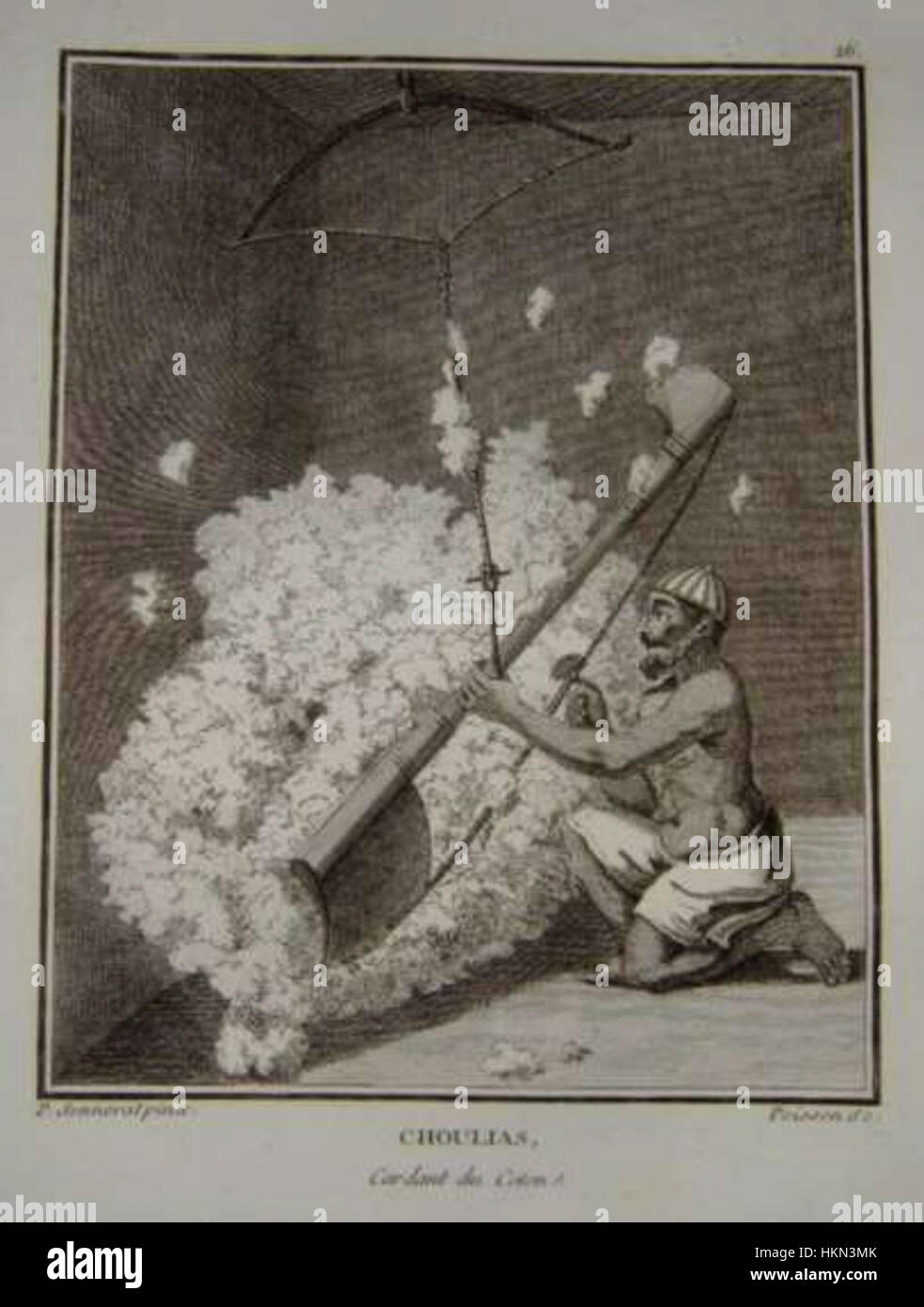 This artwork portrays a cotton carder, a key figure in the textile ...