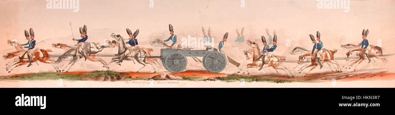 The painting 'Bengal Troops on the Line of March' depicts a scene of ...