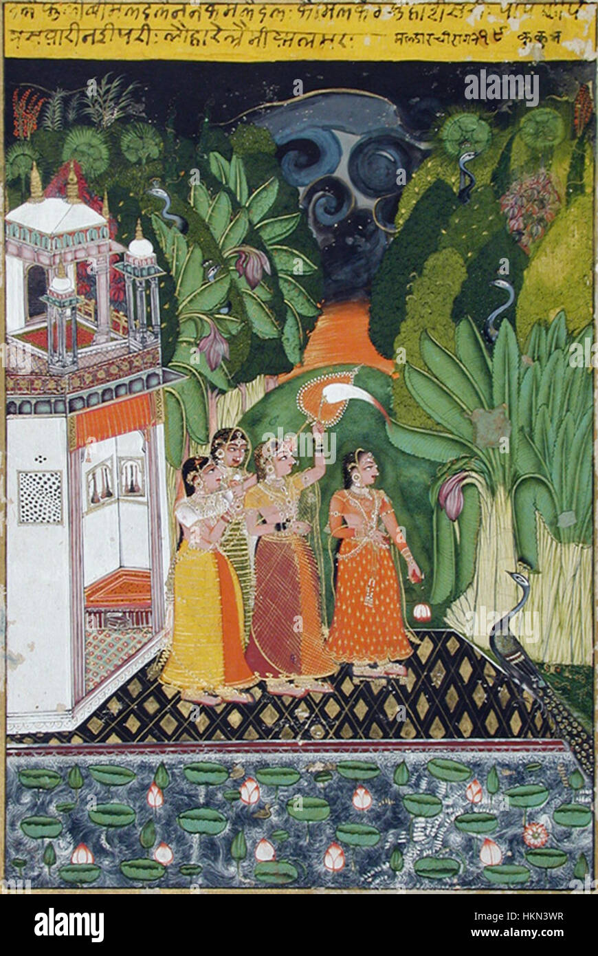 A vintage painting titled 'A Heroine waits for her Hero,' depicting a ...