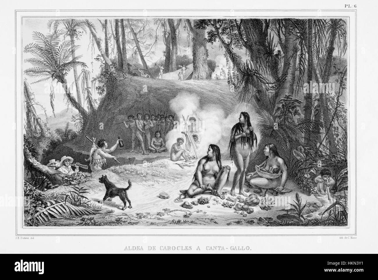 This black-and-white image portrays 'Aldea de Cabocles a Canta-Gallo ...