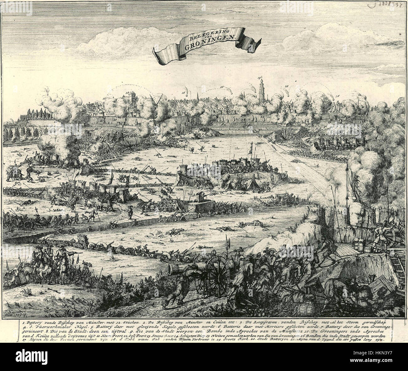The painting 'Siege of Groningen' by Bernhard von Galen (1672) depicts ...