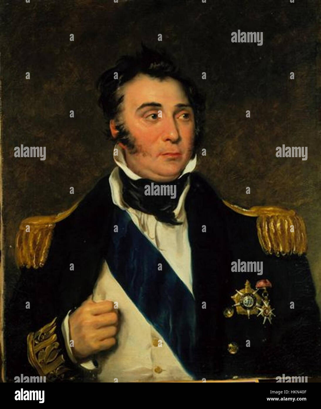 This 19th-century painting attributed to John Simpson depicts Admiral ...