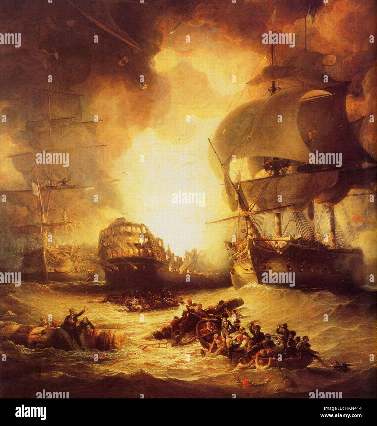 This painting titled 'Aboukir' depicts the famous Battle of Aboukir ...