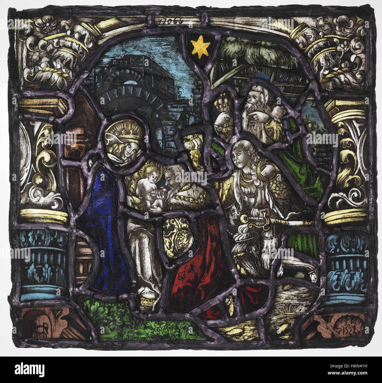 The painting 'Adoration of the Magi' is an unknown work, depicting the ...