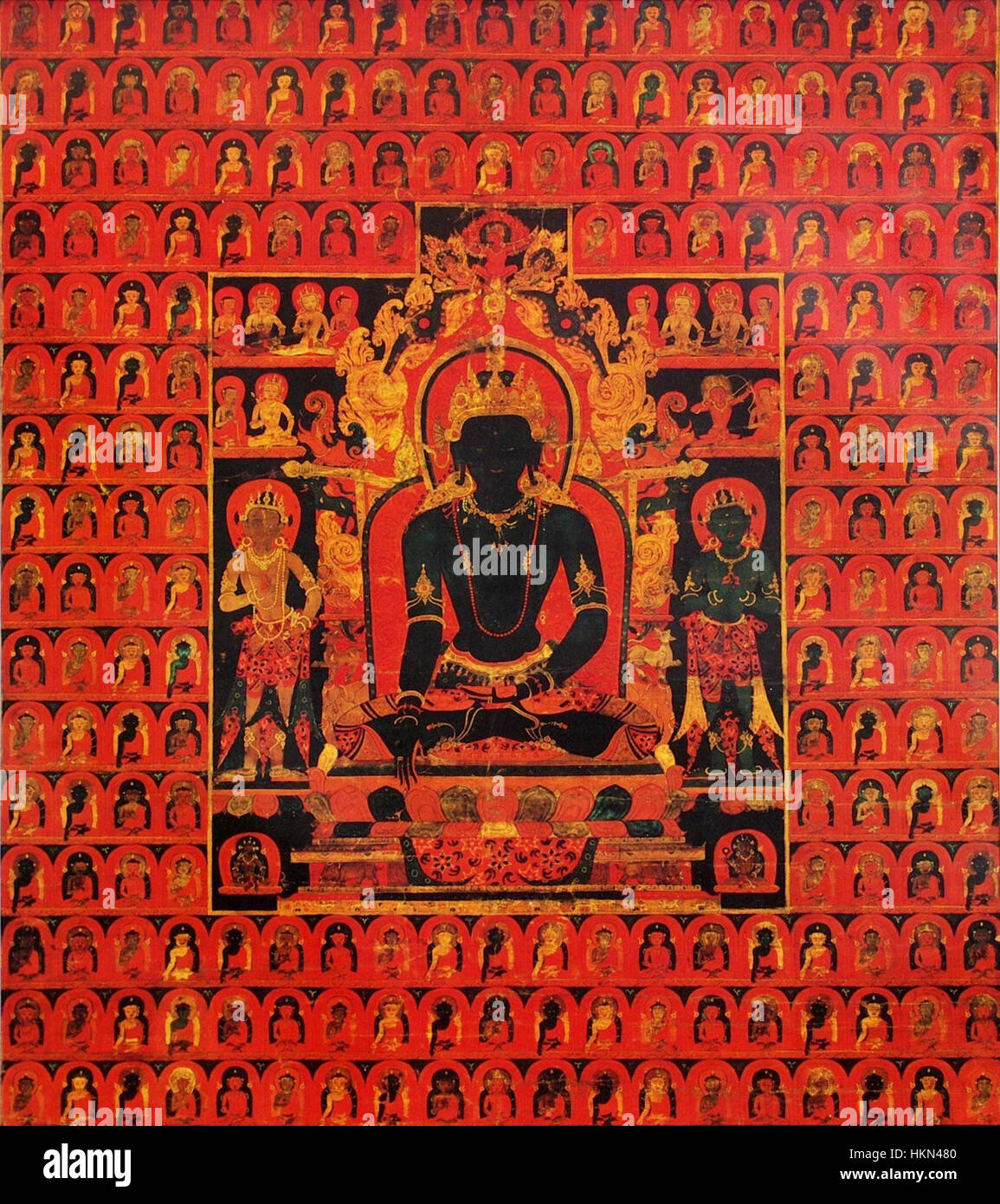 *The Dhyani Buddha Akshobhya*, a late 13th-century Tibetan thangka, depicts Akshobhya, a ...