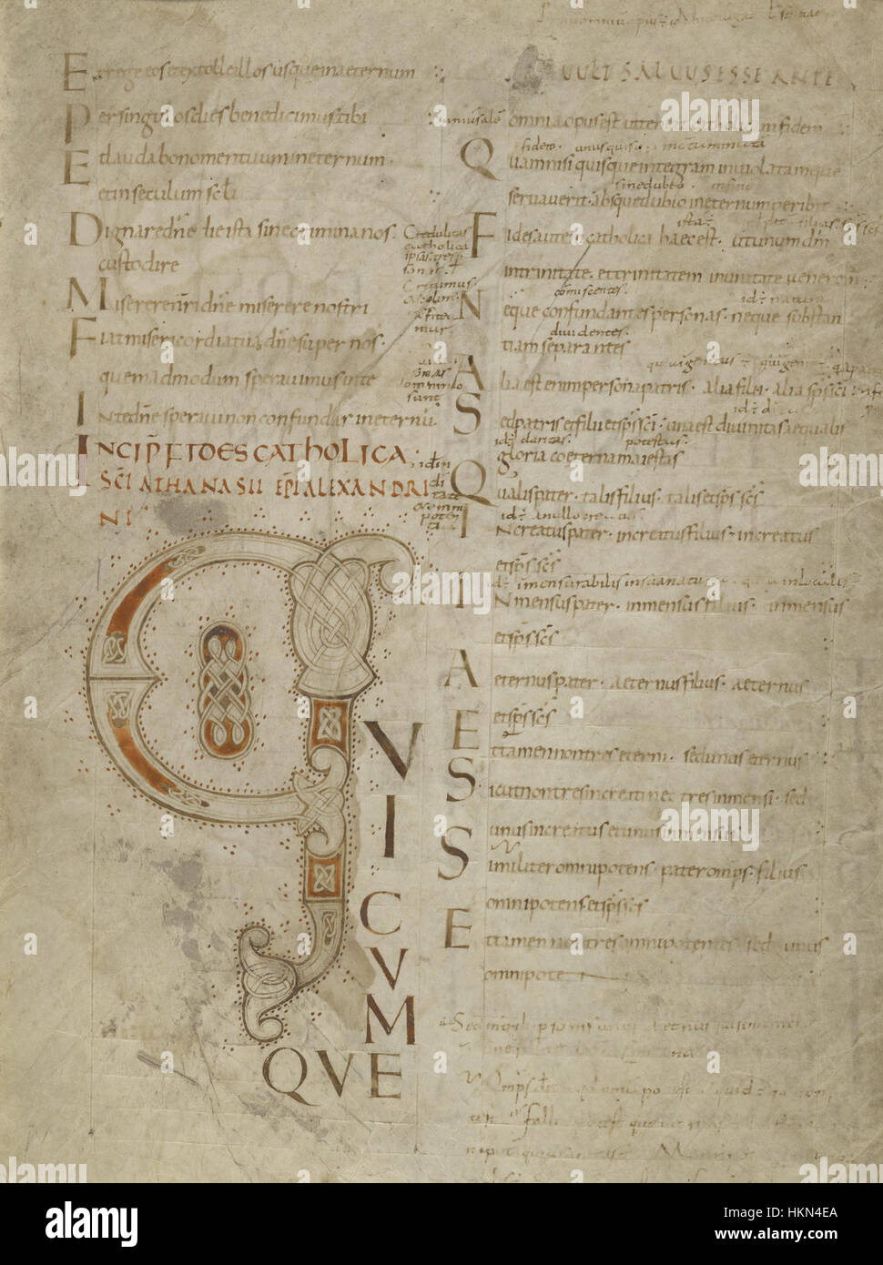 A decorated initial 'Q' from a historic manuscript, featuring ornate ...