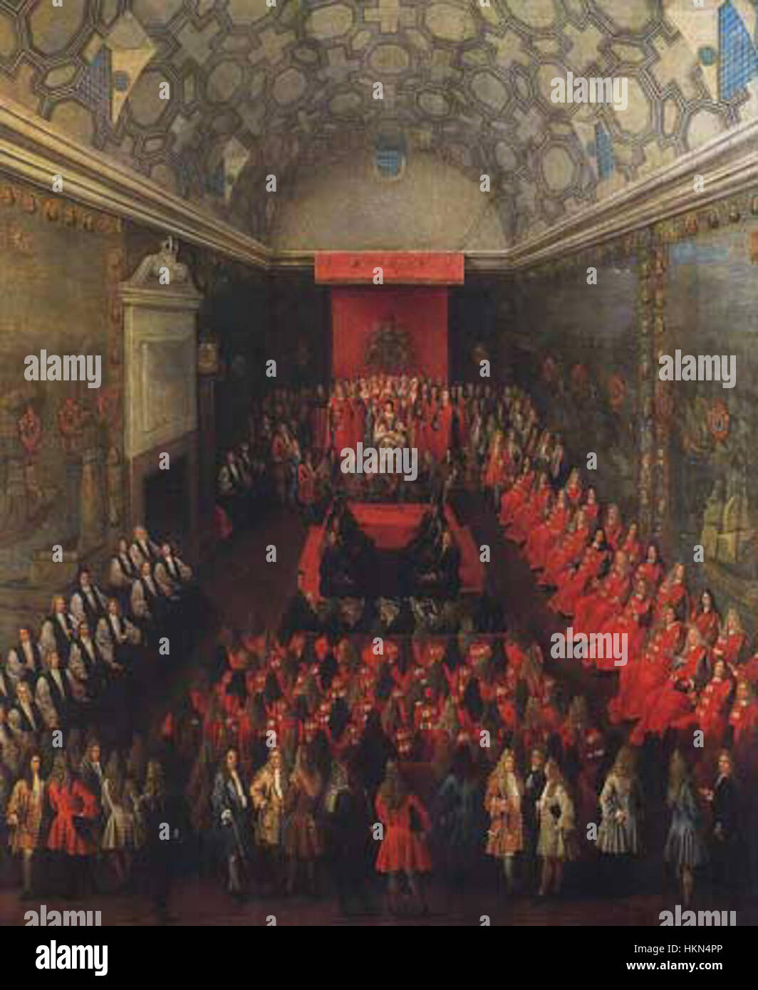 This painting depicts Queen Anne of England in the House of Lords ...