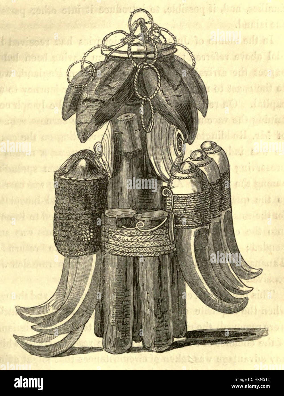 This artwork titled 'A Malagasy Idol' from 1838 depicts a traditional ...