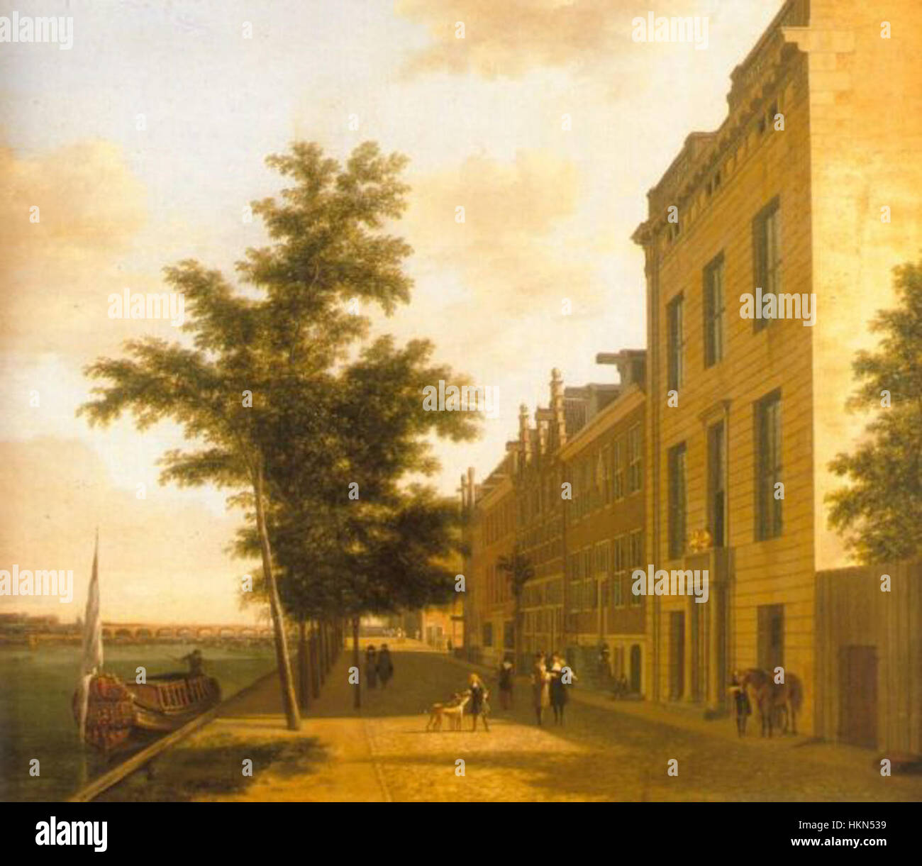 This artwork by Berckheyde, titled 'Amstel 216', depicts a scenic view ...