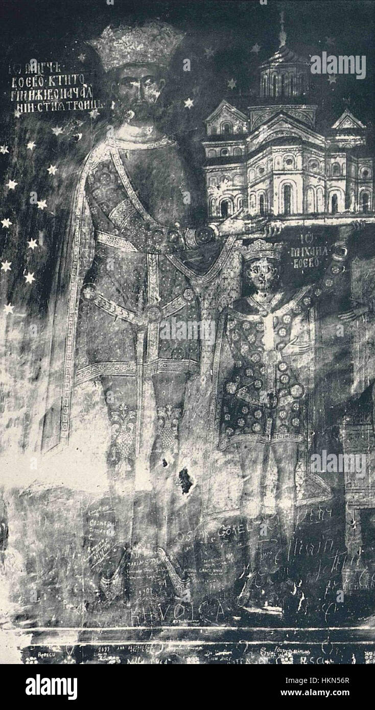 This artwork depicts Mircea cel Batran and Mihail I, two important ...
