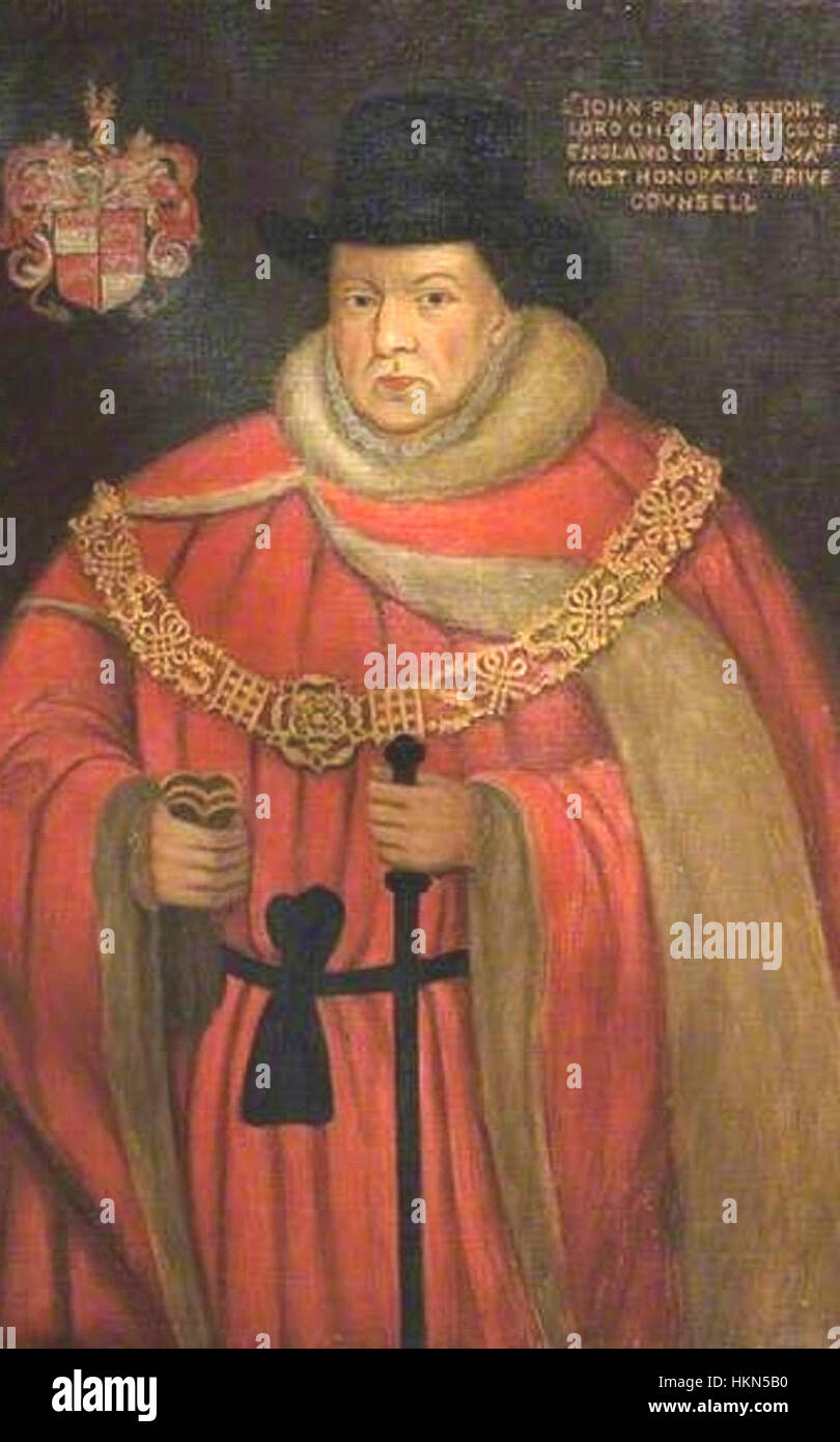 The oil painting of John Popham, Lord Chief Justice, portrays this ...