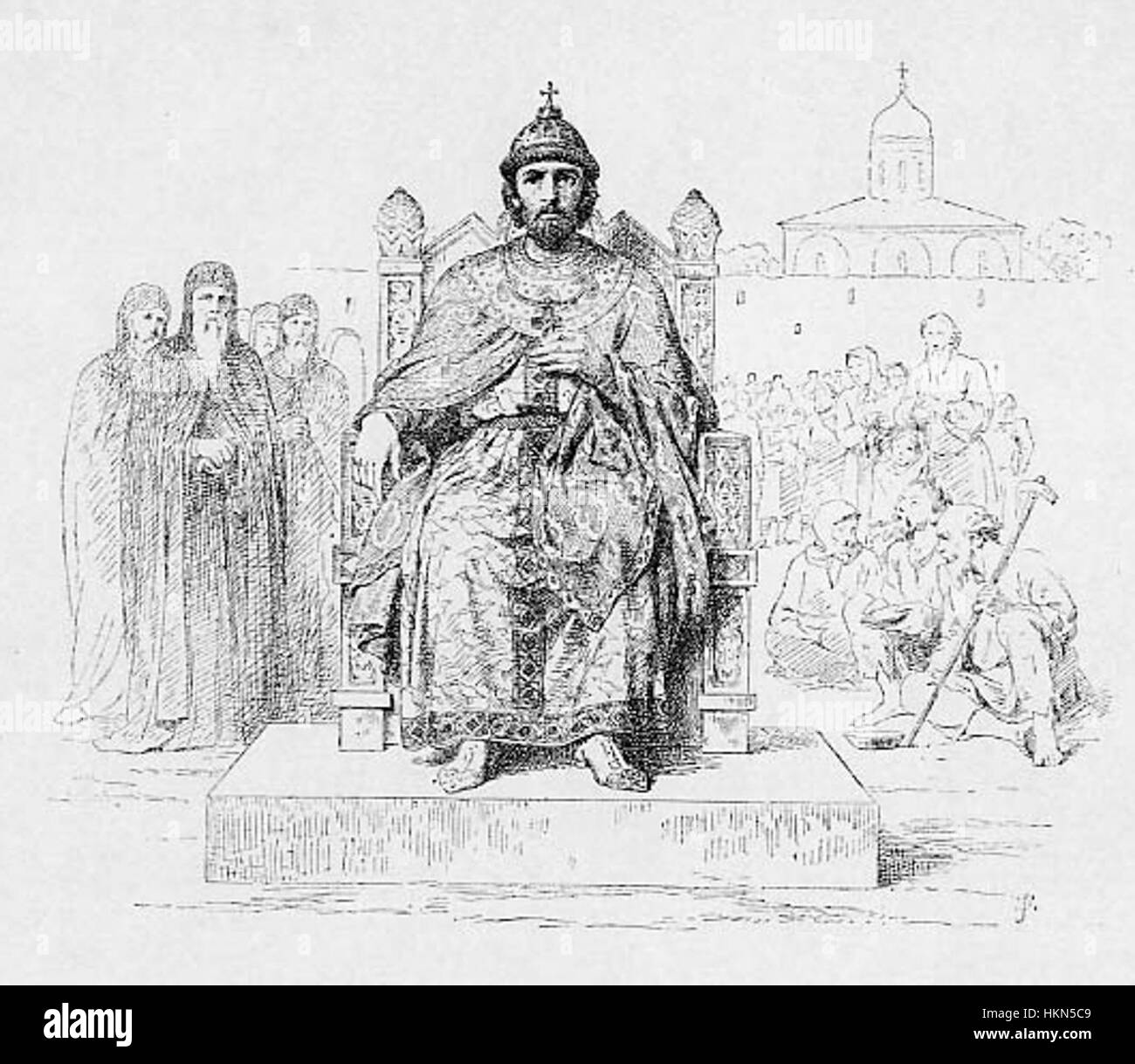 A historical artwork depicting a fragment of the history of the Russian ...