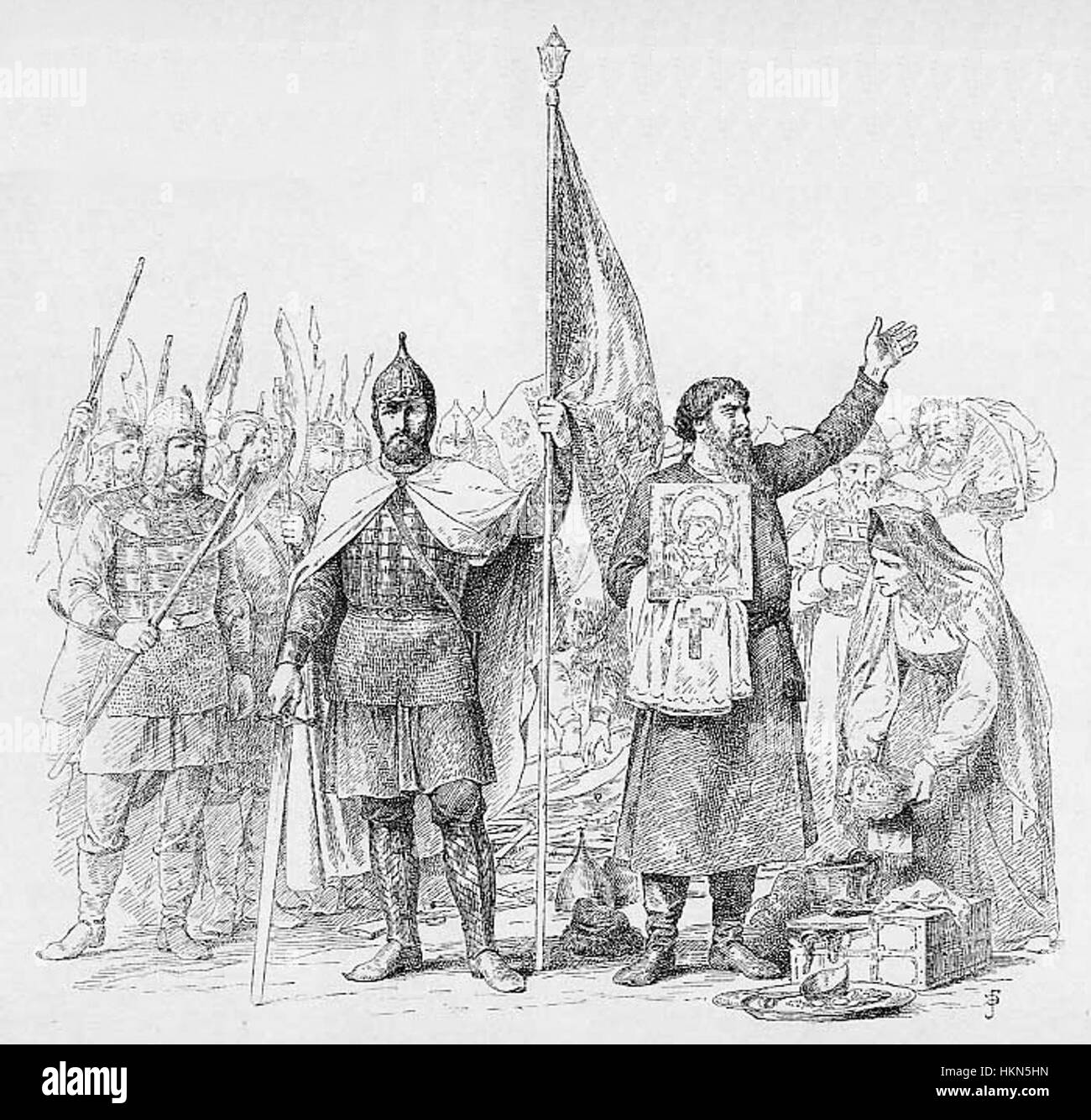 This fragment of a historical painting depicts the sovereign rulers of ...