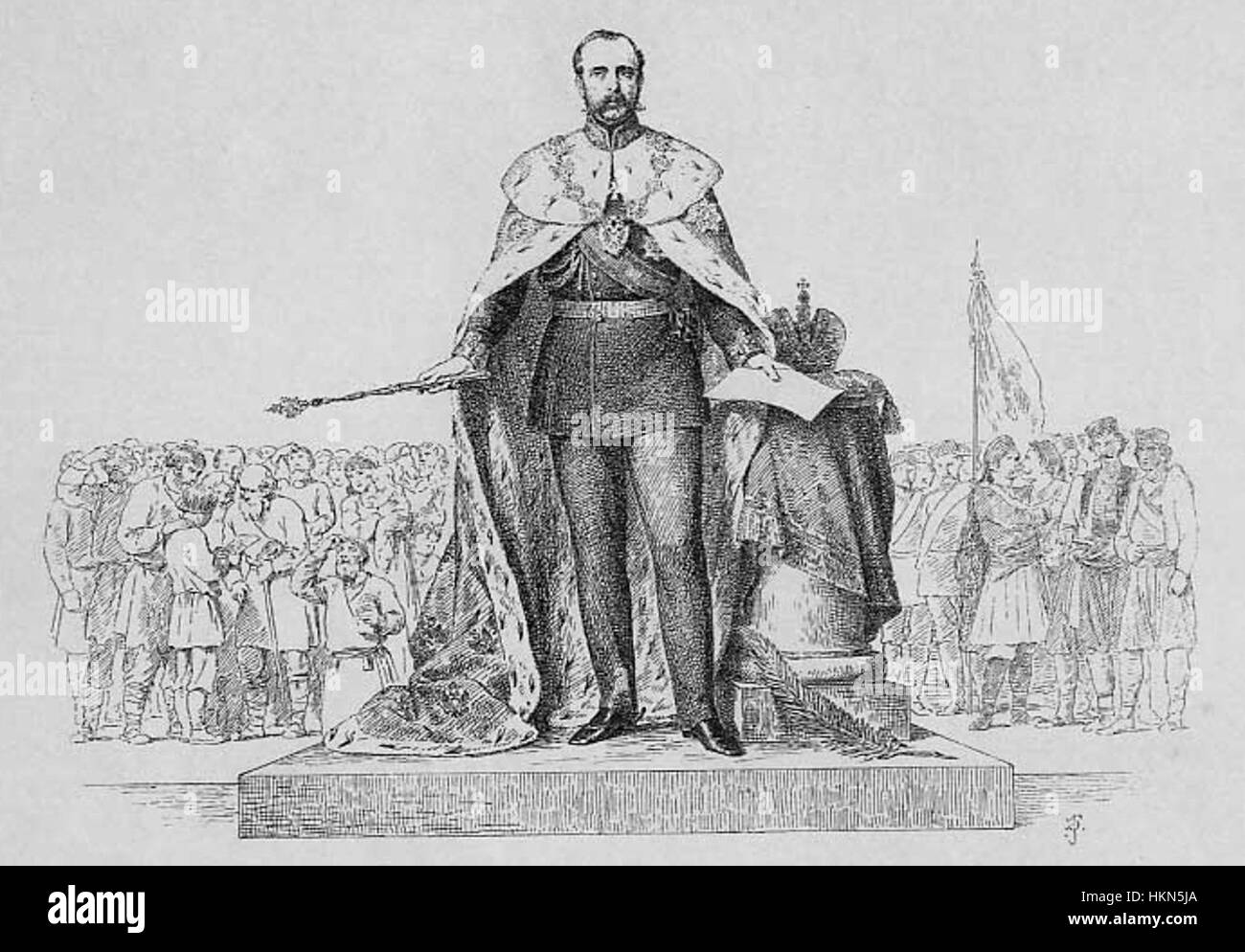 This artwork is a fragment from a historical Russian series, depicting ...