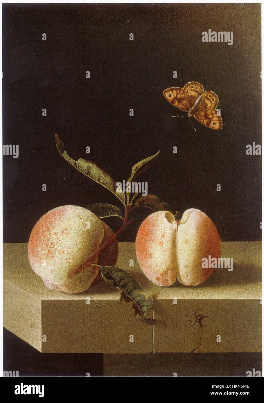 Adriaen Coorte’s still life painting, featuring two peaches and a ...