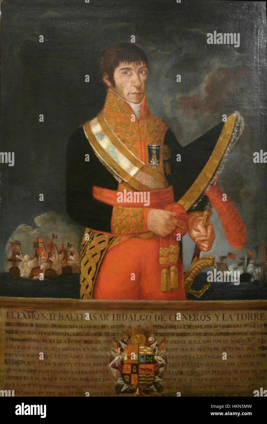 This oil painting represents *Baltasar Hidalgo De Cisneros*, a Spanish ...