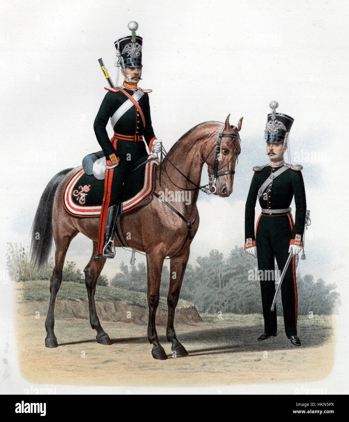 This artwork depicts the Life Guards Horse-Jäger Regiment, a ...