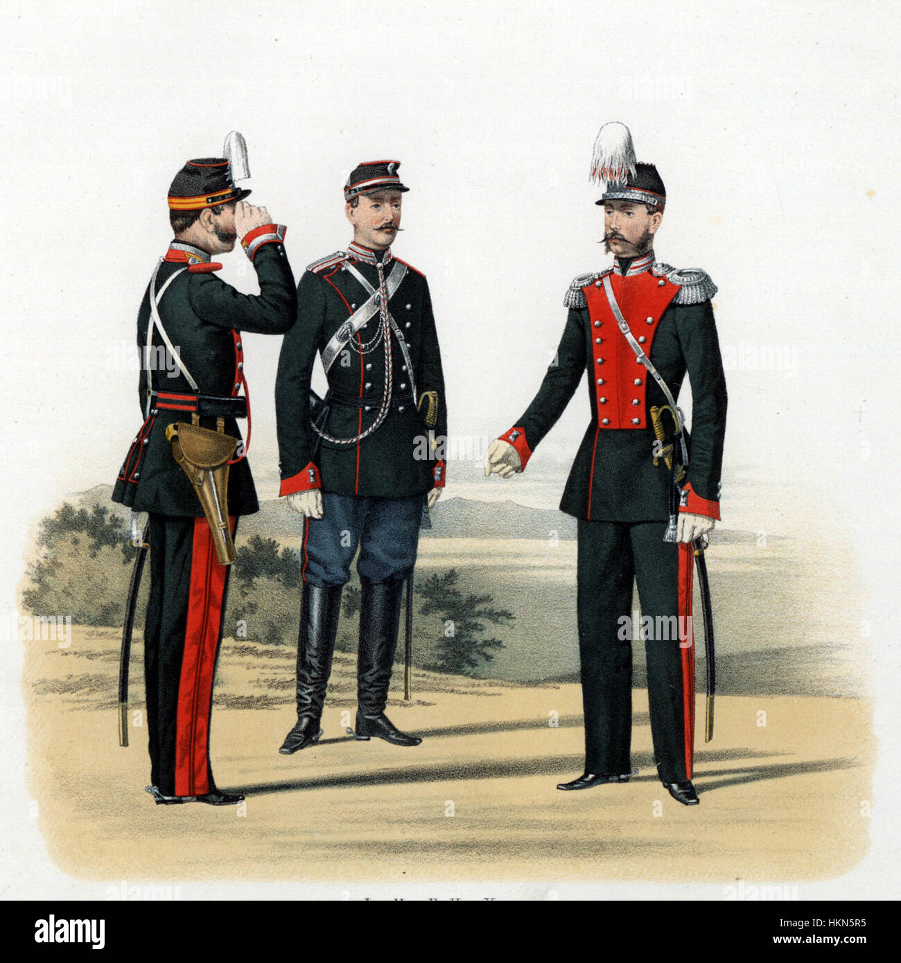 A historical painting of the 16th Life Guards Horse-Jager Regiment ...