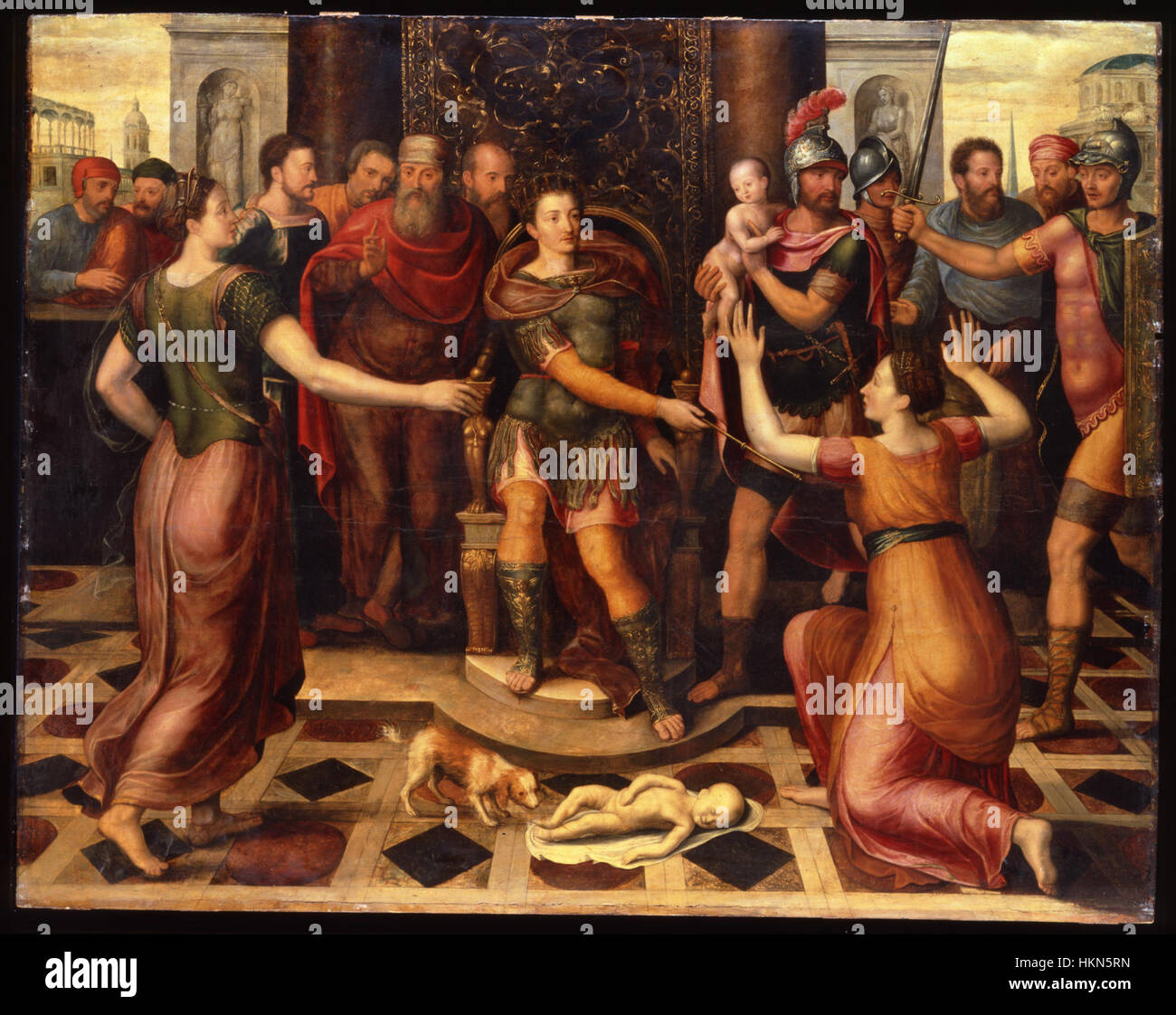 Antoon Claeissens' painting The Judgement of Solomon depicts the ...