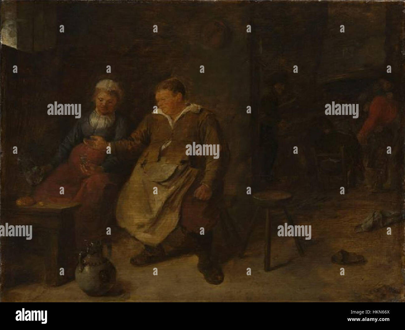 Adriaen Brouwer's painting depicts two guests sharing wine, capturing a ...