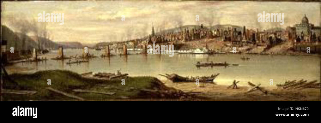 This artwork captures the aftermath of the devastating Pittsburgh fire ...