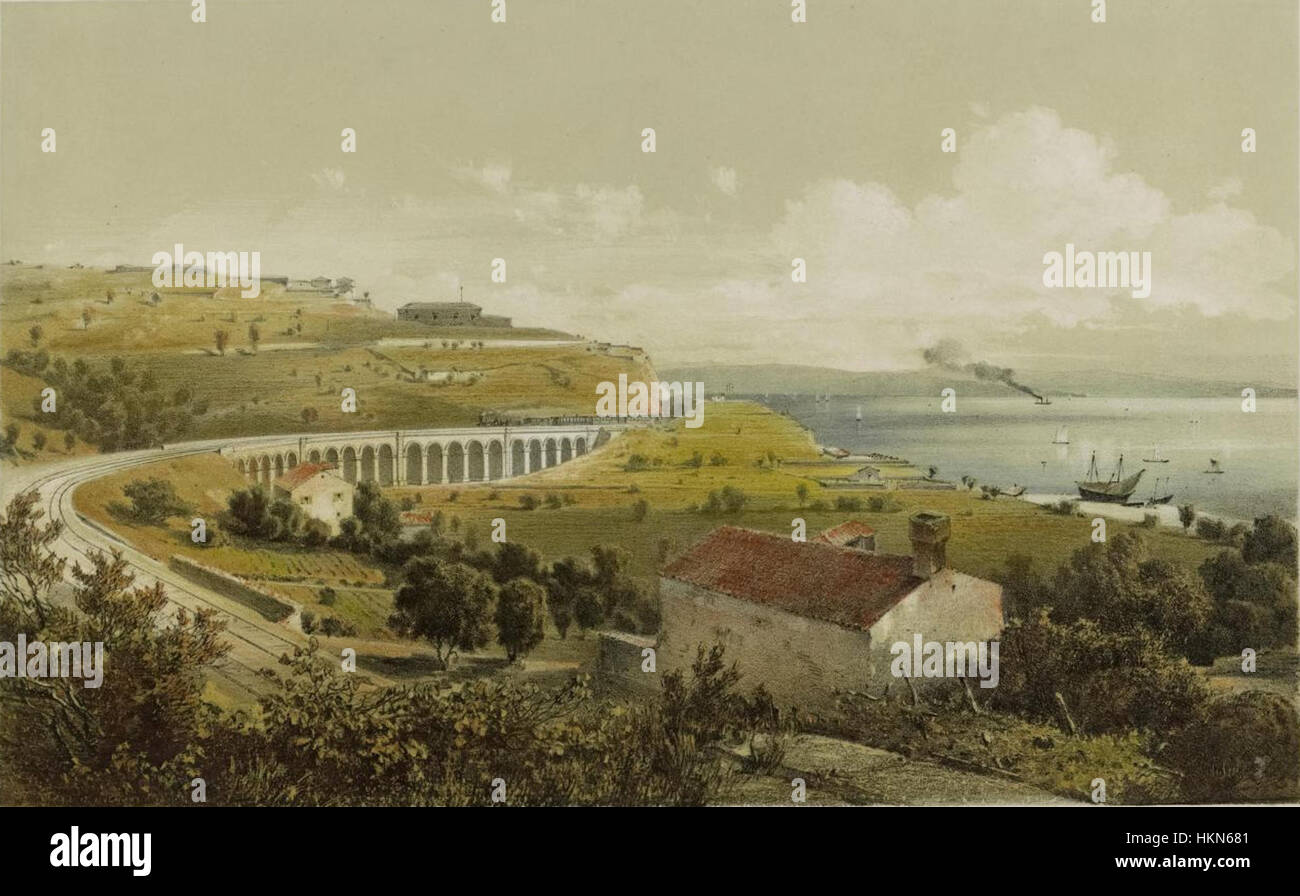 Barcola 1857 is a historical painting depicting the scenic landscape of ...