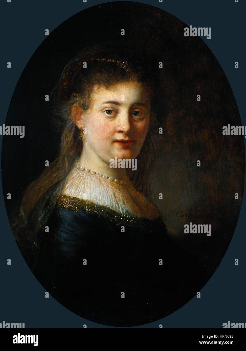 This 1633 portrait by Rembrandt captures Saskia van Uylenburgh, the ...