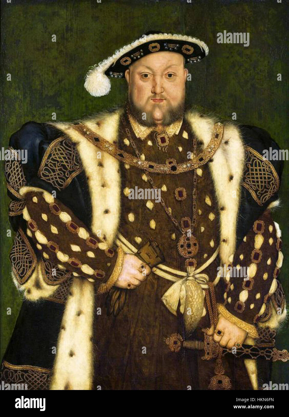 A famous portrait of King Henry VIII of England by Hans Holbein the ...