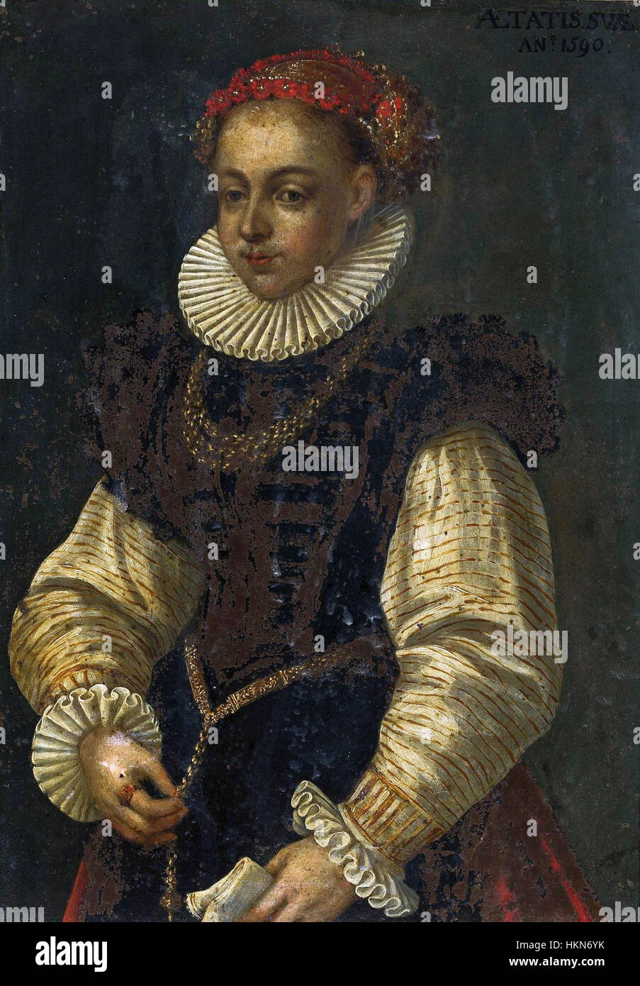 This portrait painting, likely from the 18th century, depicts a young ...