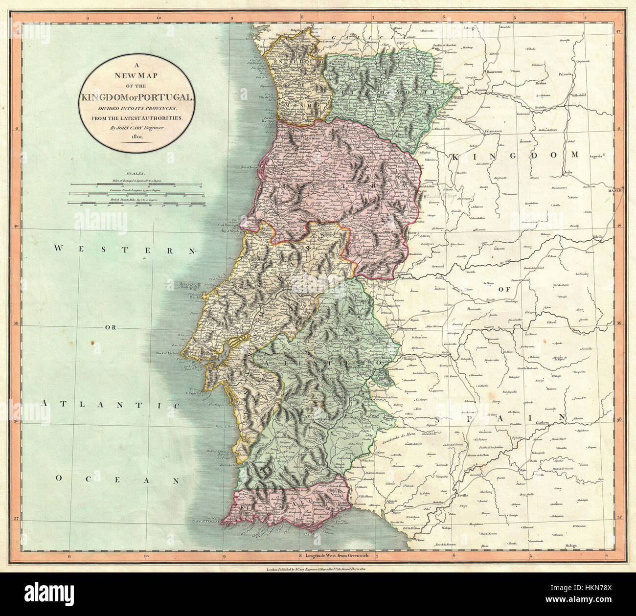 The 1801 Cary Map of Portugal, produced by John Cary, is an important ...