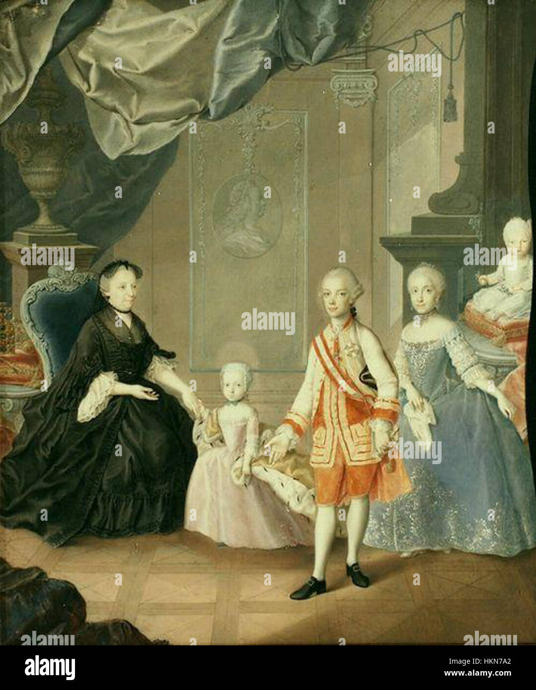Empress Maria Theresa with her son the Grand Duke of Tuscany, daughter ...