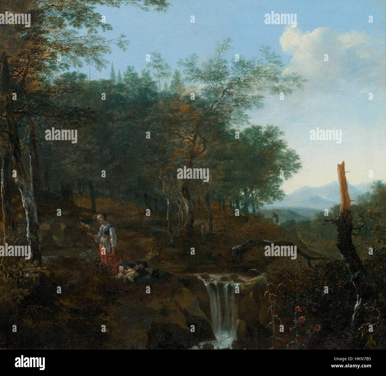 'Waldlandschaft mit Wasserfall' (Forest Landscape with Waterfall) by ...