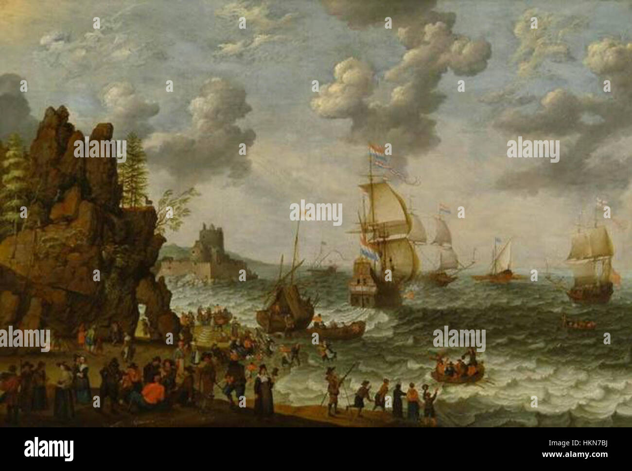 *Ships Near a Rocky Shore* by Abraham Willaerts captures a seascape ...