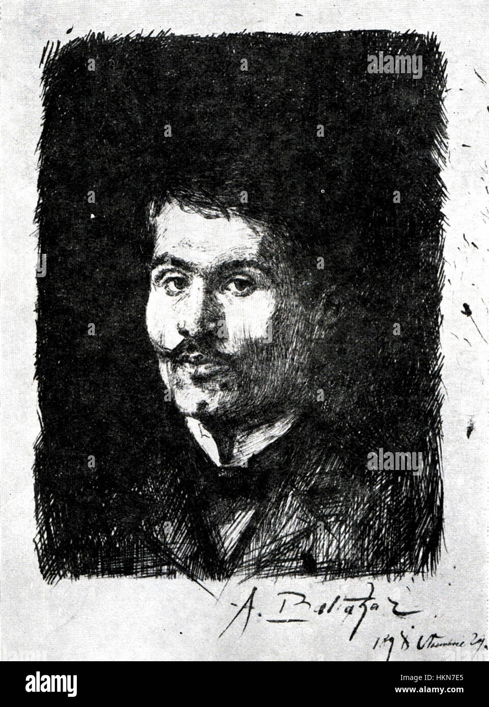 A self-portrait by Apcar Baltazar, created in 1898, showcasing the ...