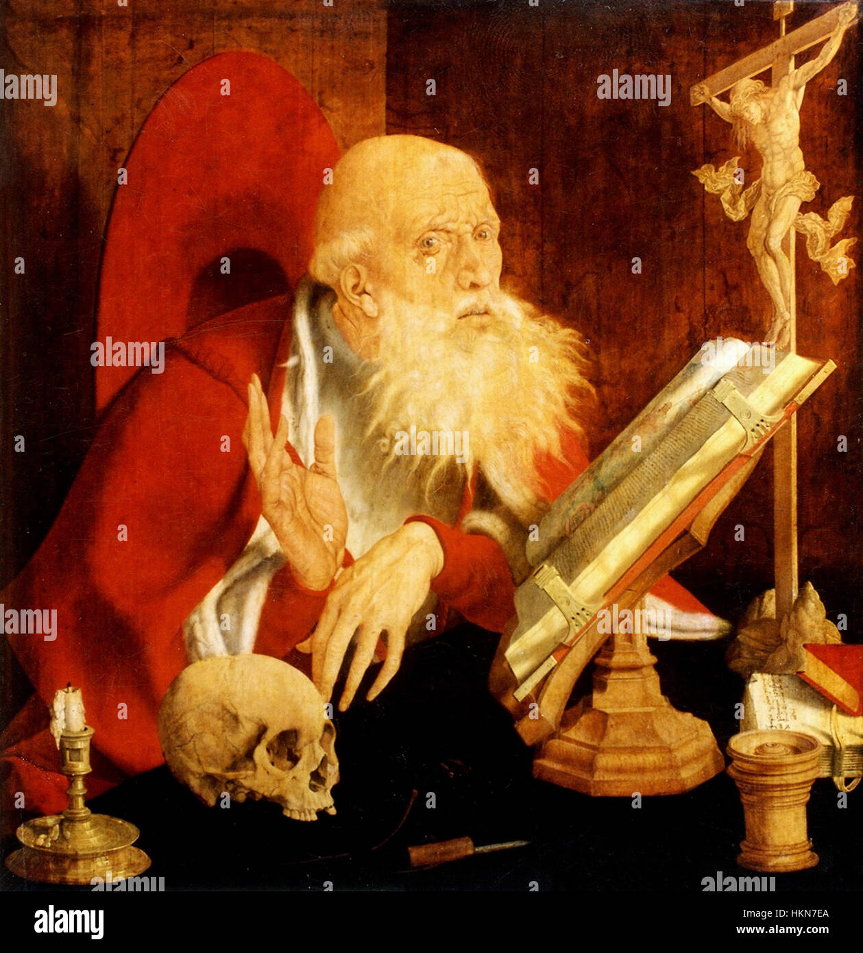 *Saint Jerome in His Study* by Reymerswaele is a 16th-century painting ...