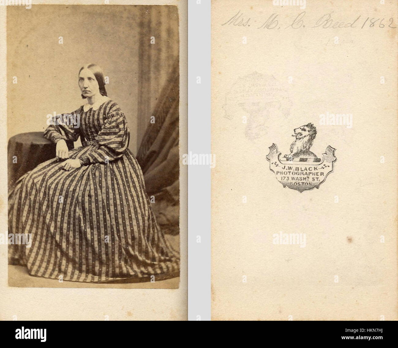 This 1862 portrait of Mrs. M.C. Reed, painted by J.W. Black, provides a ...