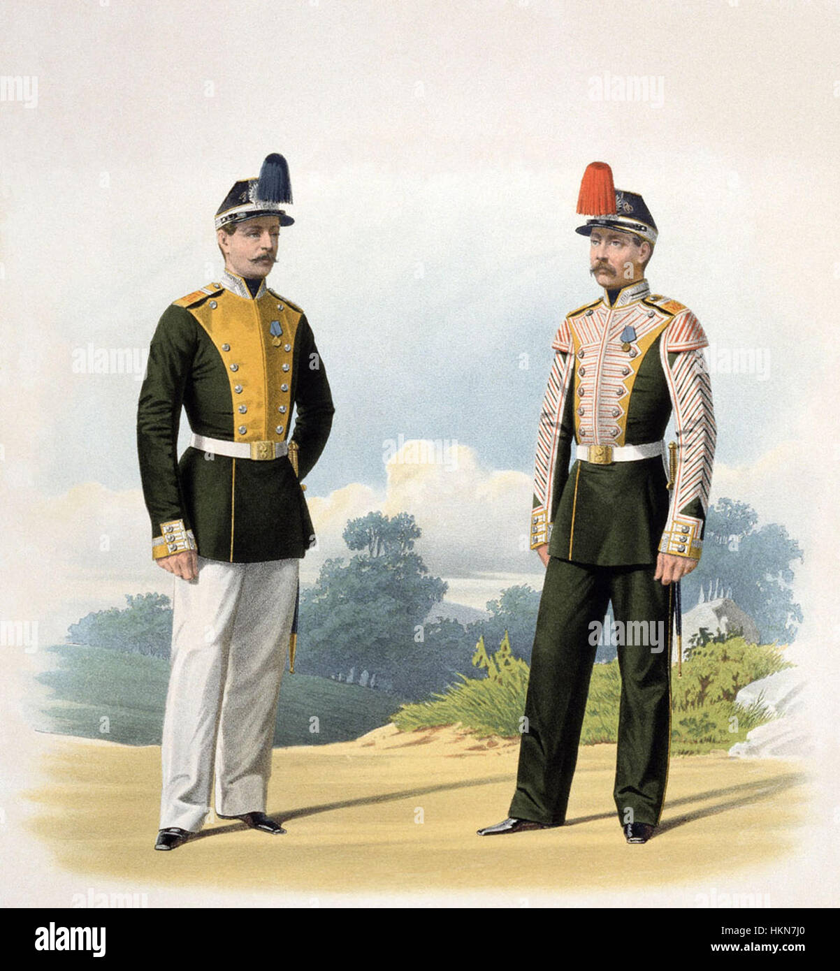 This artwork illustrates the changes in the uniforms and armament of ...