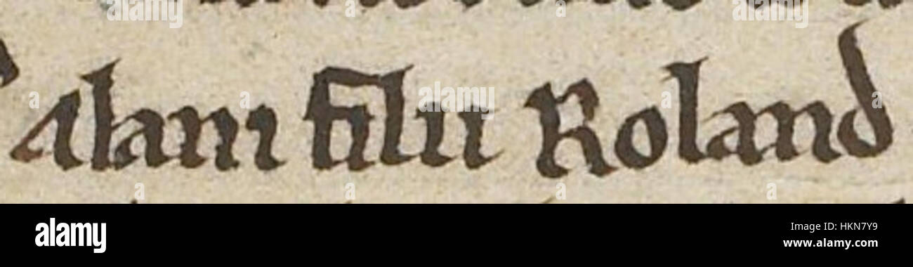 A manuscript page from the British Library, showing Alan Fitz Roland ...