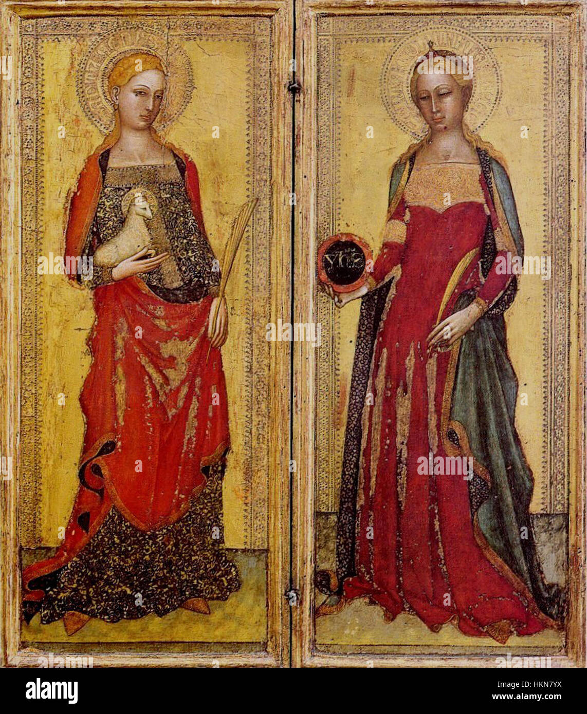 This fresco by Andrea di Bonaiuto, depicting St. Agnes and St ...