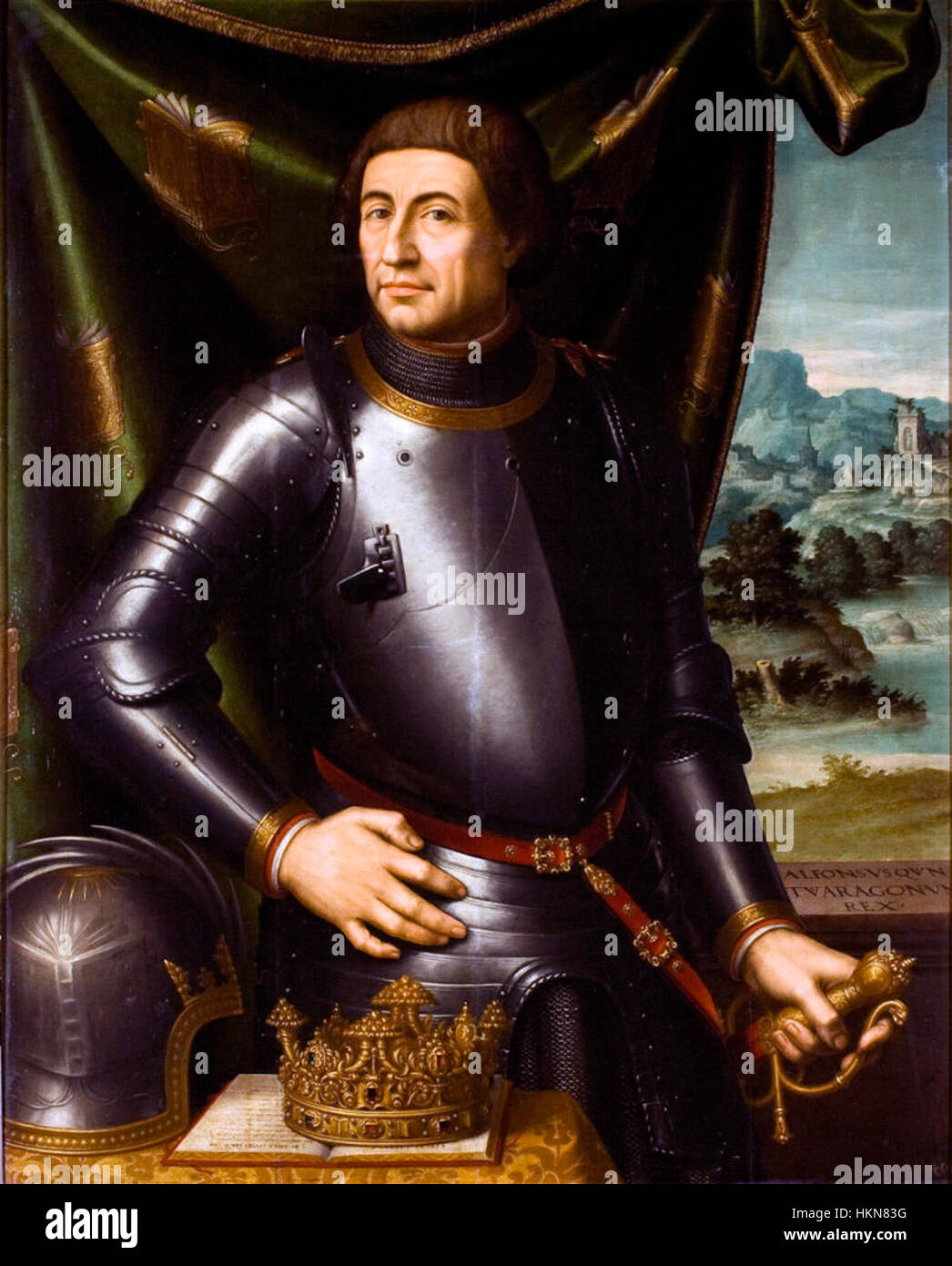 An oil painting of Alfonso V of Aragon, known as 'The Magnanimous ...