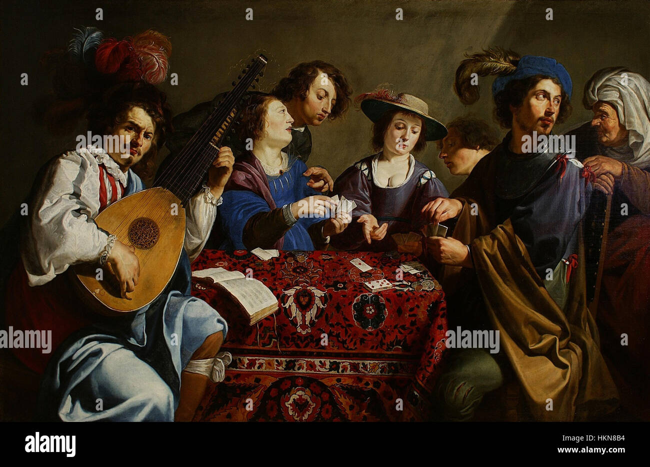 This 17th-century oil painting by Theodor Rombouts depicts a group of ...