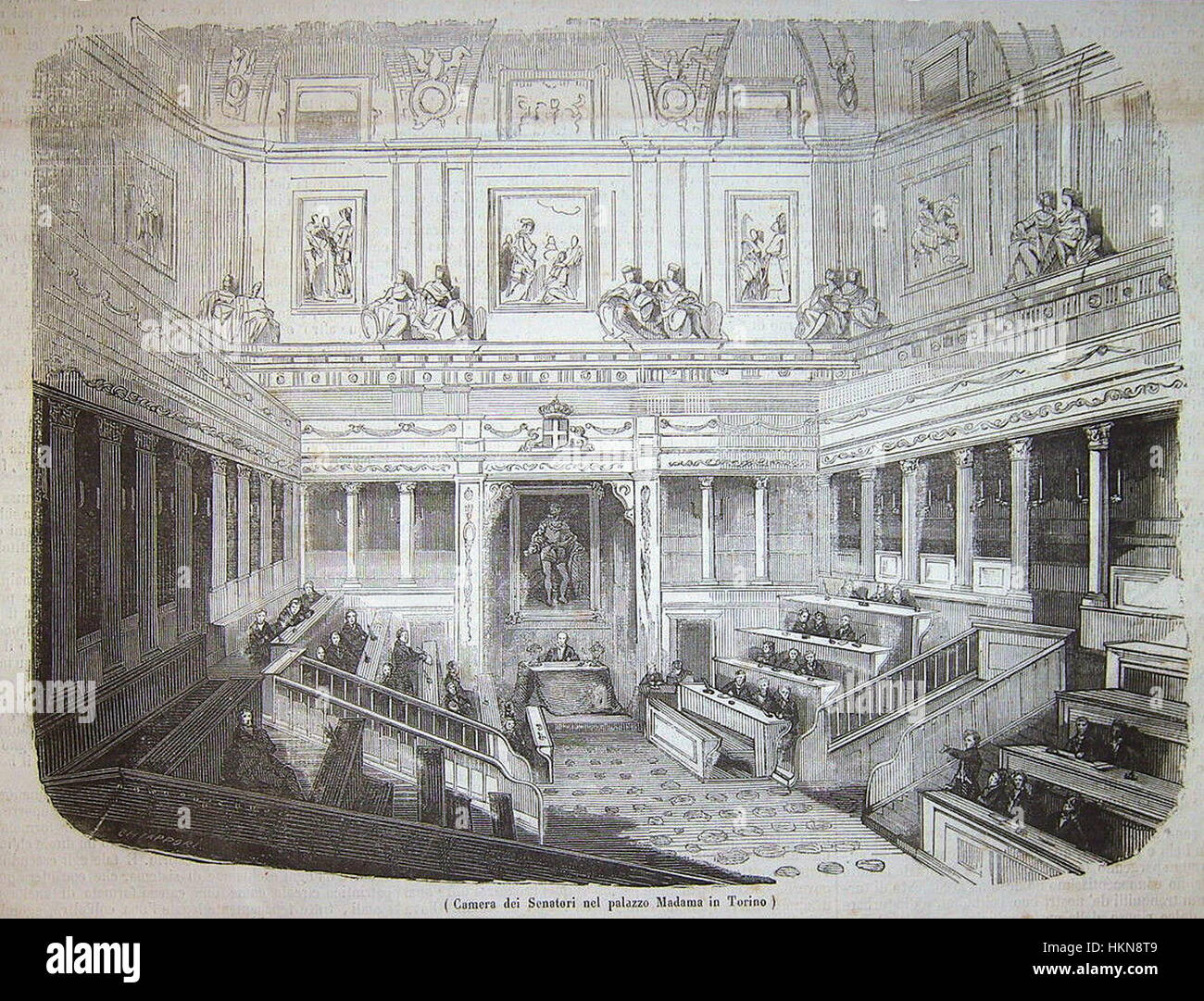 The 'Aula del Senato Subalpino nel 1848' depicts the interior of the ...