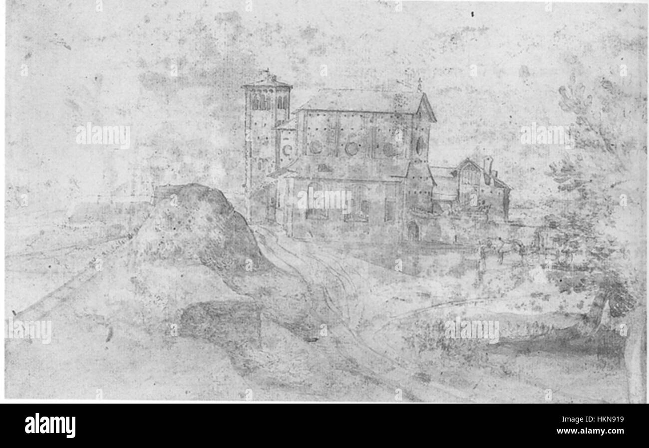 This 1574 painting of the Basilica di San Dionigi showcases the church ...