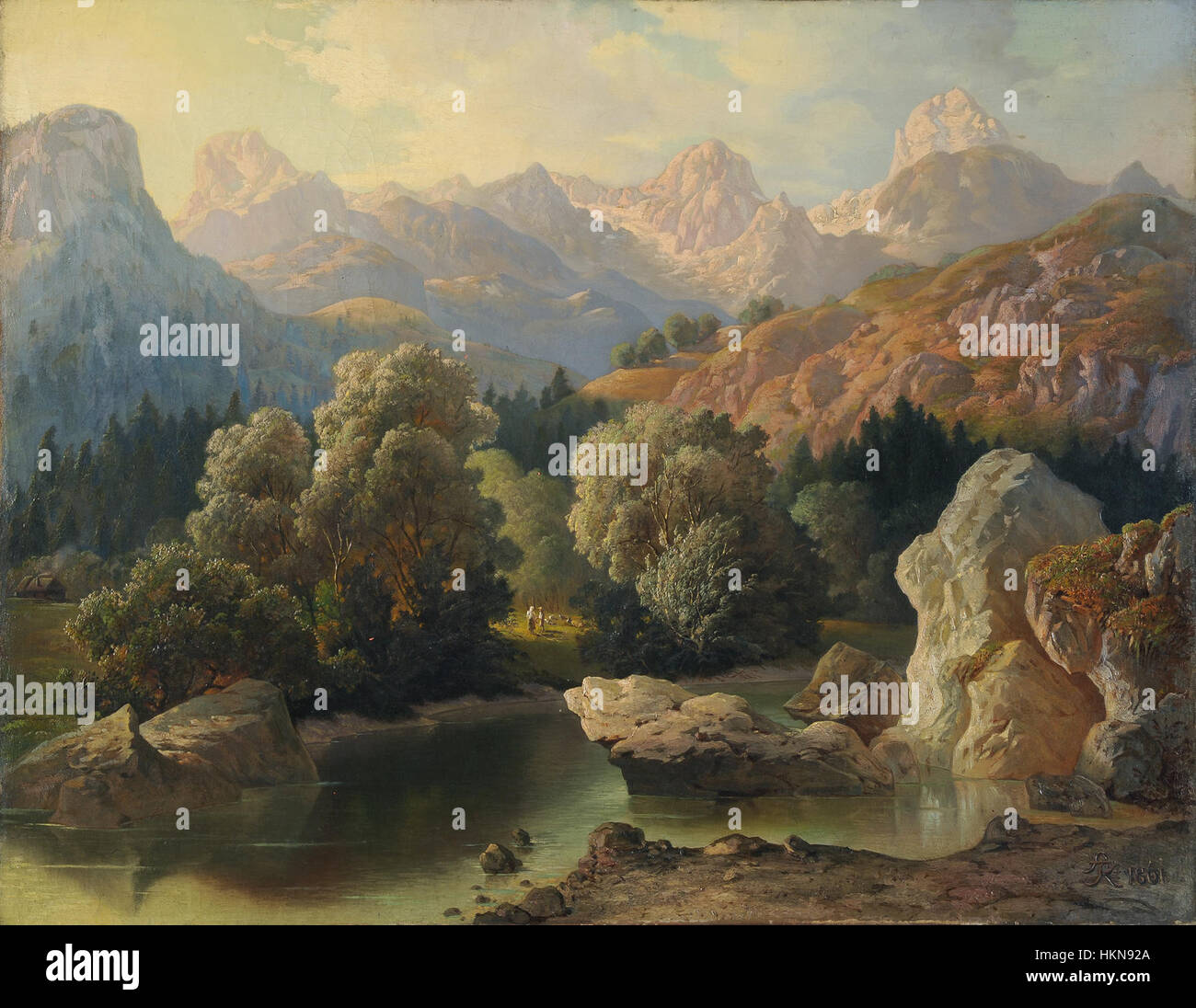 Anton Karinger's 'Triglav iz Bohinja' is a scenic landscape painting ...