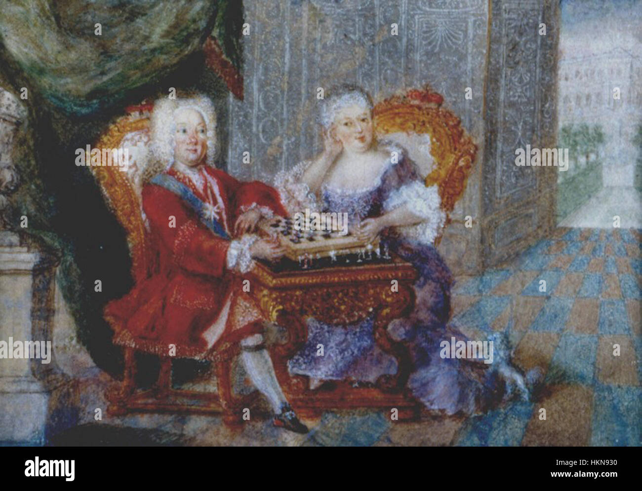 A painting depicting Friedrich August II of Saxony and Maria Josepha of ...
