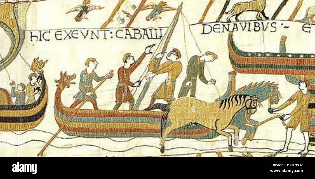 Scene 39 of the Bayeux Tapestry, which depicts the Battle of Hastings ...