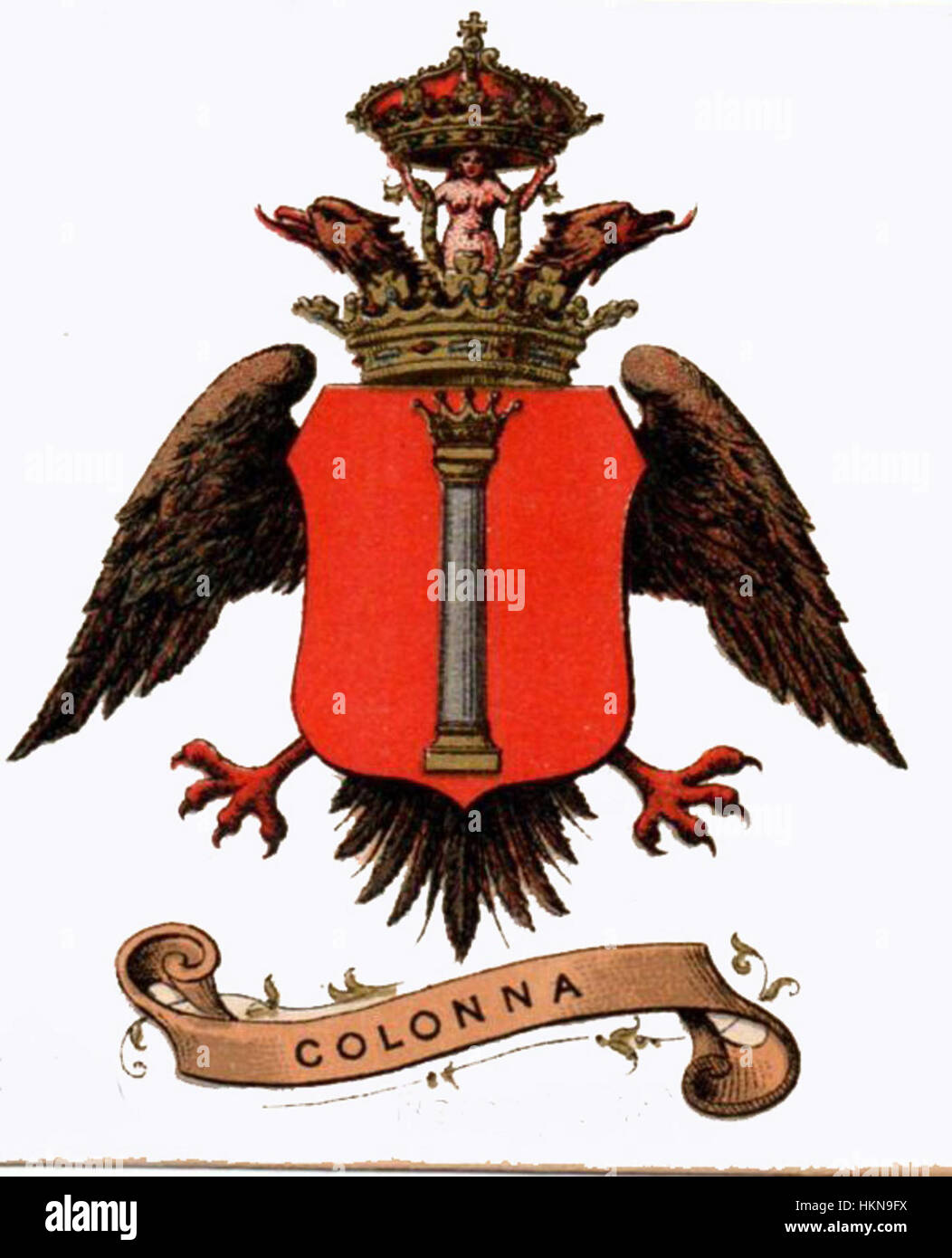 A coat of arms featuring the bicipite eagle, the Colonne family crest ...