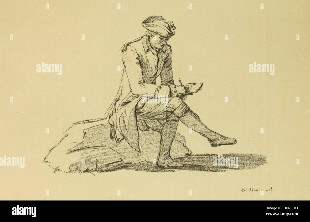 Pierre Ozanne’s self-portrait, 'Autoportait de Pierre Ozanne dessinant ...