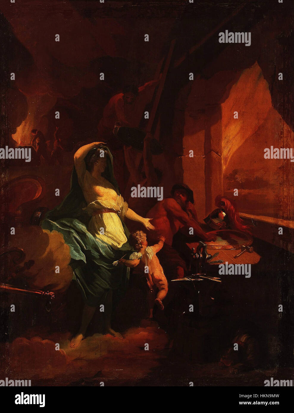 The painting 'Forge of Vulcan' by Jouvenet depicts the mythological ...