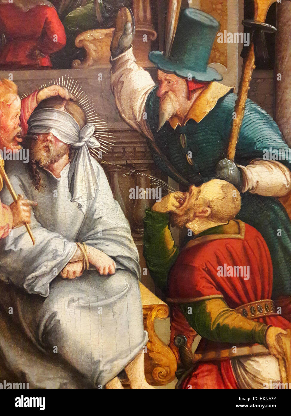 This detail from the 'Mocking of Christ' by Messkirch depicts a ...